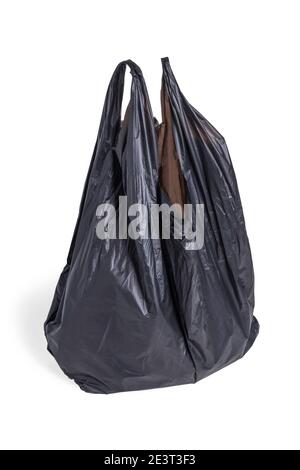 Blank black plastic crumpled packet isolated on white background Stock ...