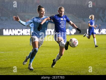 Chelsea's Lucy Bronze and Manchester City goalkeeper Khiara Keating ...