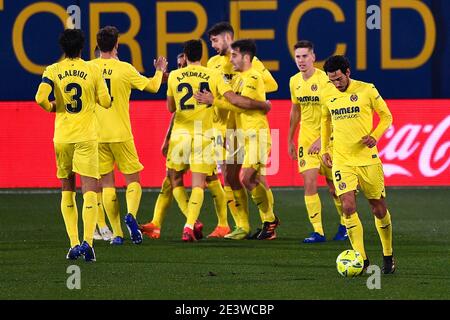 VILLARREAL, SPAIN - JANUARY 20: Ruben Pena of Villarreal CF celebrating ...