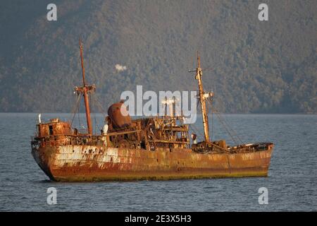 Shipwreck (1968) of Captain Leonidas, Messier Channel, in Chilean ...
