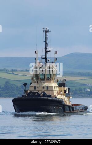 Ayton Cross, a Svitzer tug boat based at Greenock on the Firth of Clyde ...