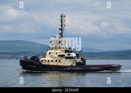 Ayton Cross, a Svitzer tug boat based at Greenock on the Firth of Clyde ...