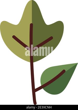 leaf with two leaves line and fill style icon design of Plant natural ...