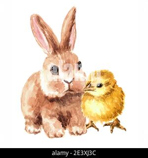 Cute card with hand drawn easter illustrations Stock Photo - Alamy