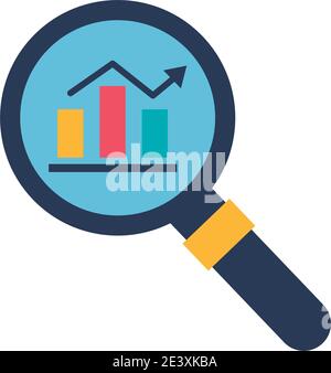 infographic bars chart in lupe line style icon design, data analysis and information theme ...