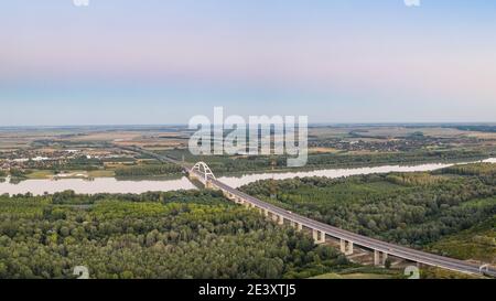 Pentele bridge across river Danube to connect Dunavecse with Kisapostag ...