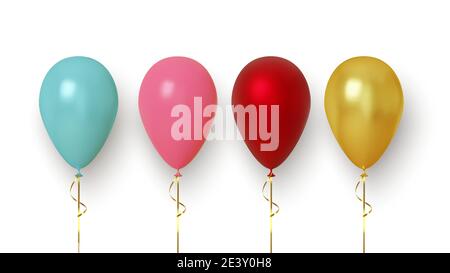 pink helium balloon isolated on white background. Vector flat ...