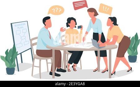 Work conflict vector arguing coworkers at table Stock Vector Image ...