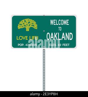 Vector illustration of the Oakland City Limit green road sign Stock ...