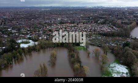 Flood waters at Withington Golf Club in the Didsbury area of Manchester ...