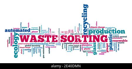 Waste sorting concept word cloud collage. Trash sorting sign Stock ...