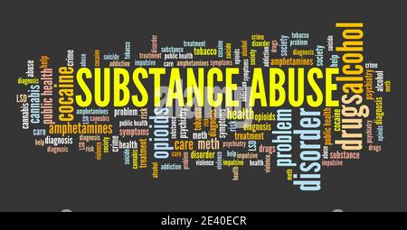 Substance abuse word cloud collage. Drug and alcohol addiction concepts ...