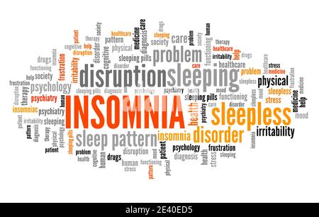 Insomnia concepts word cloud. Sleep disorder keywords illustration ...