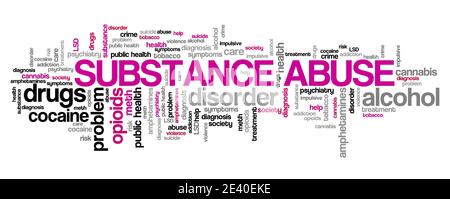 Drug abuse word cloud collage. Drug addiction concepts text cloud Stock ...