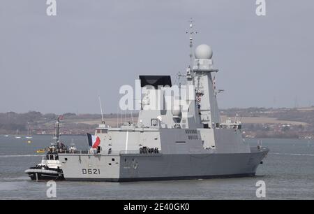 The French Marine Nationale frigate FS CHEVALIER PAUL arriving at the Naval Base. The Horizon ...