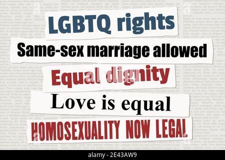 Gay rights and LGBT equality newspaper titles. News headline collection ...