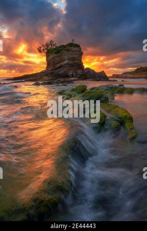 Picturesque scenery of rough rocky formations in mountainous terrain ...