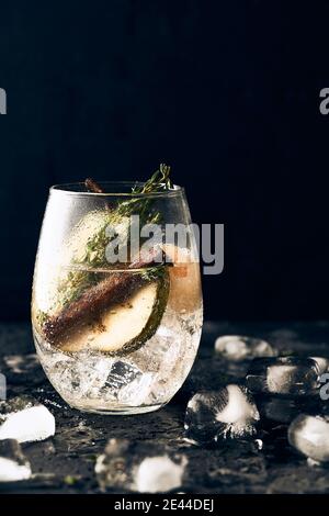 Glass of Water Infused with Pear, Cinnamon Stick, Ginger Root and Some ...