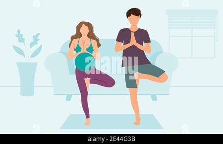 Couple sports at home. Fitness workout in room. Partners doing ...