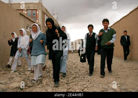 Students at the Marefat school in Barchi district, Kabul, Afghanistan ...
