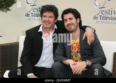Simon Astier and Lionel Astier pose for a photocall for 'Kaamelot ...