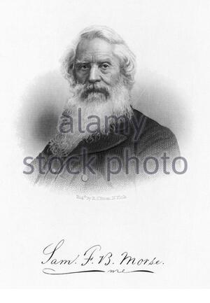 Portrait of Samuel Morse, inventor of the single-wire electric ...