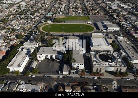 An aerial view of the Garfield High School football field and track ...