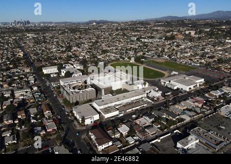 An aerial view of the Garfield High School football field and track ...