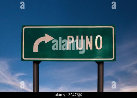 Road sign bound for Puno Peru Stock Photo - Alamy