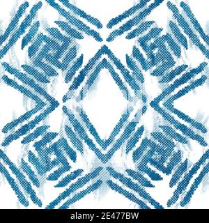 Seamless blue crosshatch tribal rug motif pattern Stock Photo - Alamy