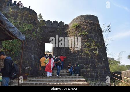 Sinhagad hill fortress entrance gate ; Sinhagad fort ; Pune ...