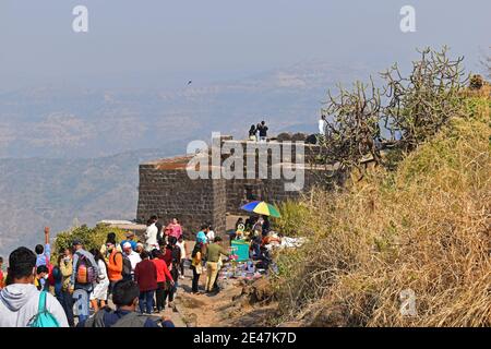 26th Dec 2020, Pune , Maharashtra, India. Tourists at Sinhagad or ...