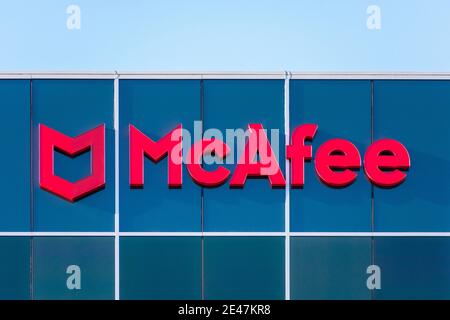 McAfee office building in Silicon Valley, Santa Clara, California, USA ...