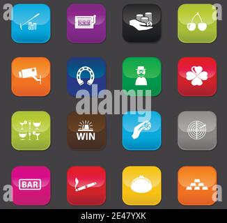 Casino gambling roulette icons of 9 color set isolated vector ...