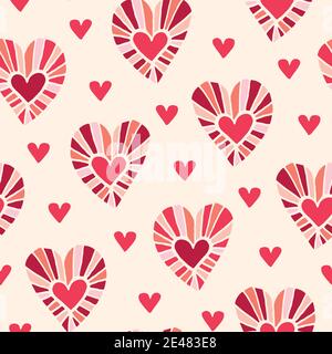 Valetnine's Day Holiday Hand-Drawn Doodle Colorful Hearts Vector ...