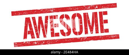 AWESOME text on red grungy rectangle stamp sign Stock Photo - Alamy