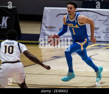 UCLA guard Jules Bernard (1) brings the ball up the floor during the ...
