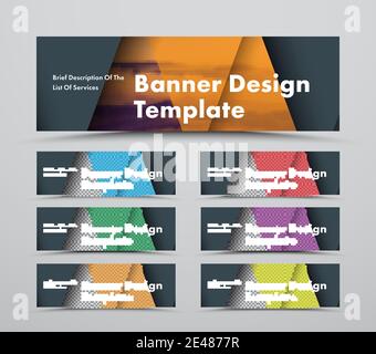 Triangle cover design template set. Green abstract lines on dark ...