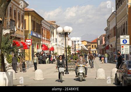 Kole Idromeno street in Shkoder. Albania Stock Photo - Alamy