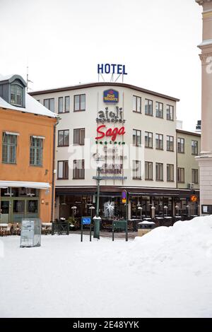 LINKÖPING, SWEDEN- 10 JANUARY 2016: Winter in a park in central ...