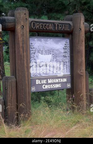 Entrance sign, Oregon Trail Interpretive Park at Blue Mountain Crossing ...