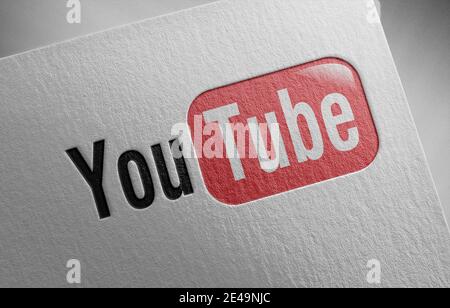 youtube logo on paper texture illustration Stock Photo - Alamy