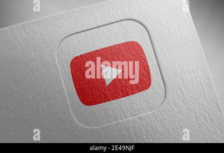 youtube logo on paper texture illustration Stock Photo - Alamy