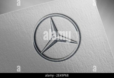 Mercedes benz logo on paper texture Stock Photo - Alamy