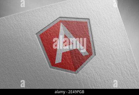 Angular logo on paper texture illustration Stock Photo - Alamy