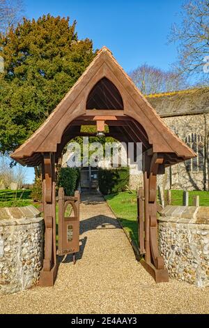 Lych gate and entrance to All Saints Parish Church Coleshill village ...