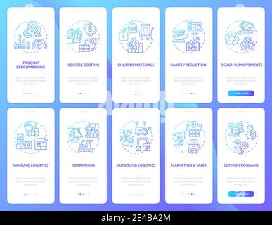 Value chain components onboarding mobile app page screen with concepts set Stock Vector Image ...