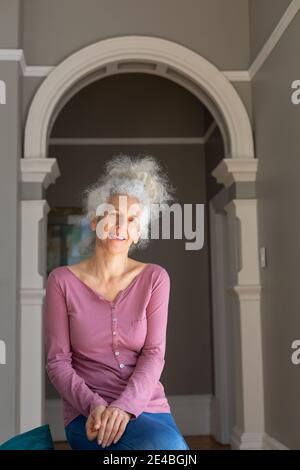 Portrait of a woman on self-isolation at home Stock Photo - Alamy