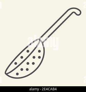 Colander linear icon. Thin line illustration. Strainer contour symbol ...