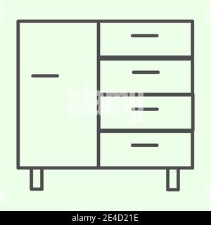 Bedside table line icon. Company achieve cabinets for documents and files outline style ...
